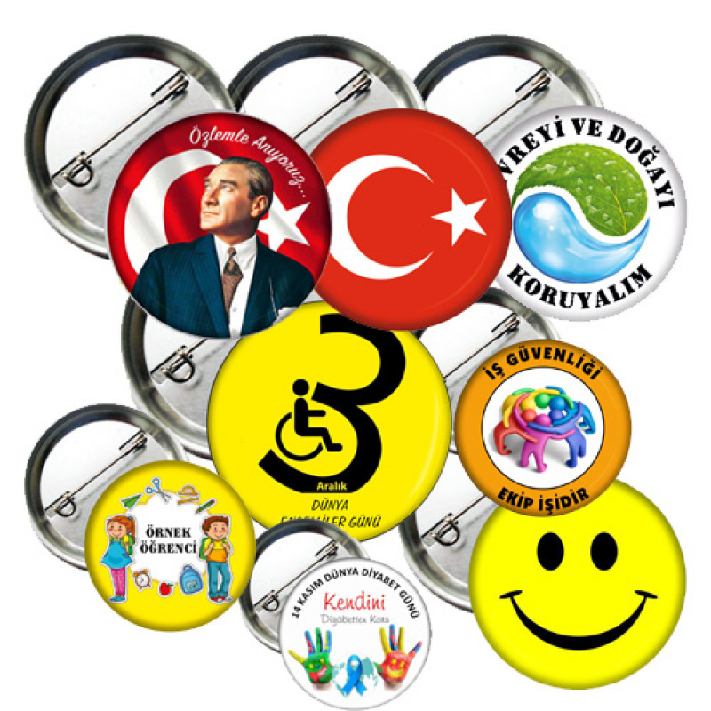 Buton Rozet Fiyatı, İğneli Buton Rozet Fiyatları, Toptan Rozetler